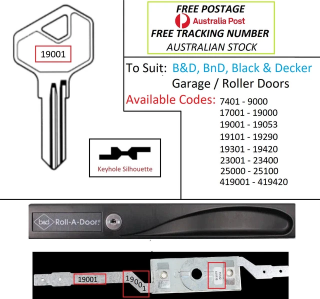 KEY CUT TO Code - B&D BnD Roll-A-Door Roller Garage Door Replacement Spare Keys EUR 7,25 ...