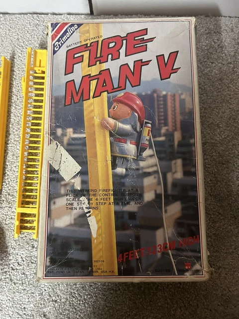 VINTAGE 1984 PRIMELINE Battery Operated Fire Man V Boxed. UNTESTED £24. ...