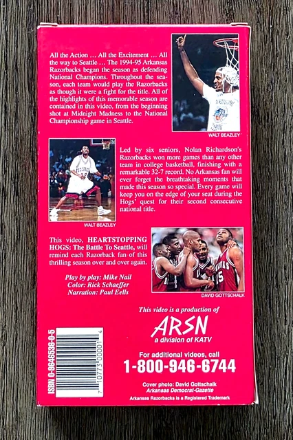 HEART STOPPING HOGS ARKANSAS RAZORBACKS 1994-95 Basketball Season VHS ...