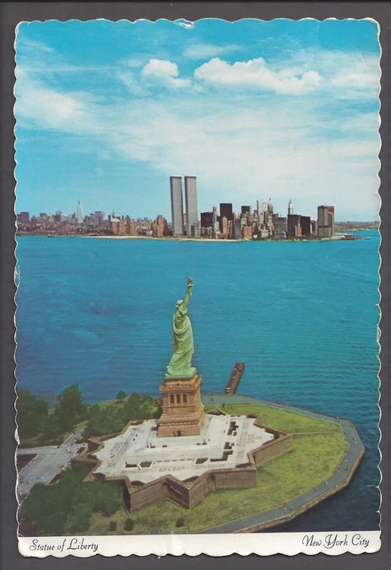 STATUE OF LIBERTY New York City Postcard Port of New York Skyline Twin ...