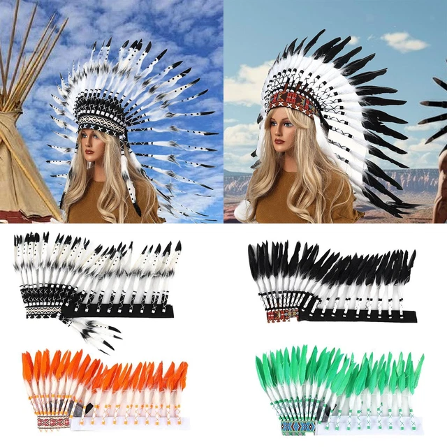 INDIAN HEADWEAR, FANCY Dress Feather Headdress for Stage Performance £ ...