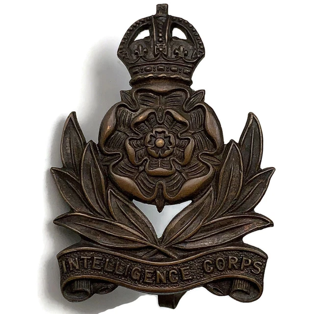 WW2 INTELLIGENCE CORPS Officers BRONZE Officer's Cap Badge Original ...