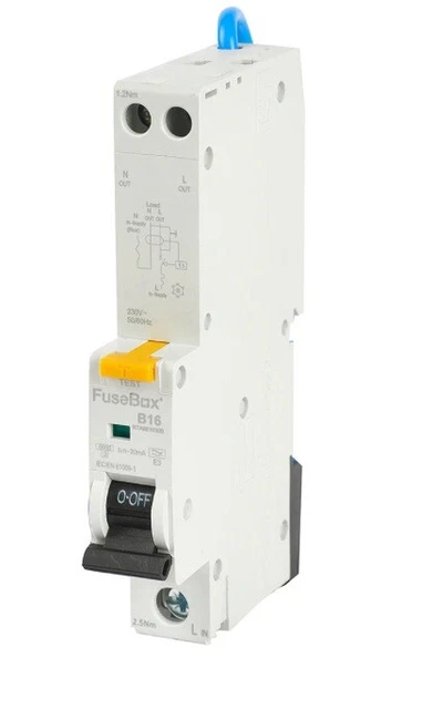 FUSEBOX 16A RCBO Type A Single Pole B Curve 30mA 6kA Circuit Breaker RTA061630B £13.99 - PicClick UK