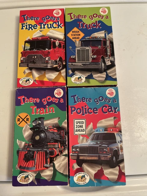 4 CHILDREN'S VHS Lot There Goes… (Police Car, Train, Truck & Fire Truck ...