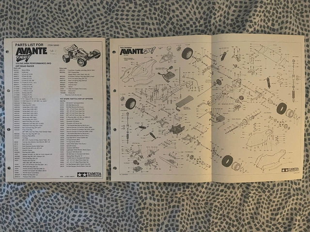 TAMIYA ORIGINAL EXPLODED Diagram Parts Guide Avante 2001 58085 £23.94 ...