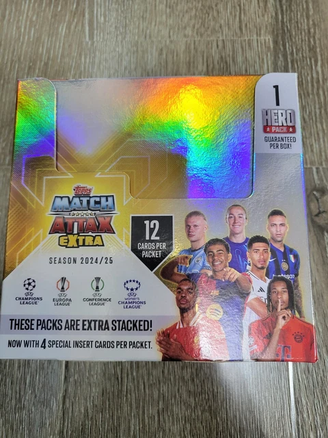 MATCH ATTAX EXTRA 2024/25 Full Box Sealed 24 packets Packs 24/25 Topps ...