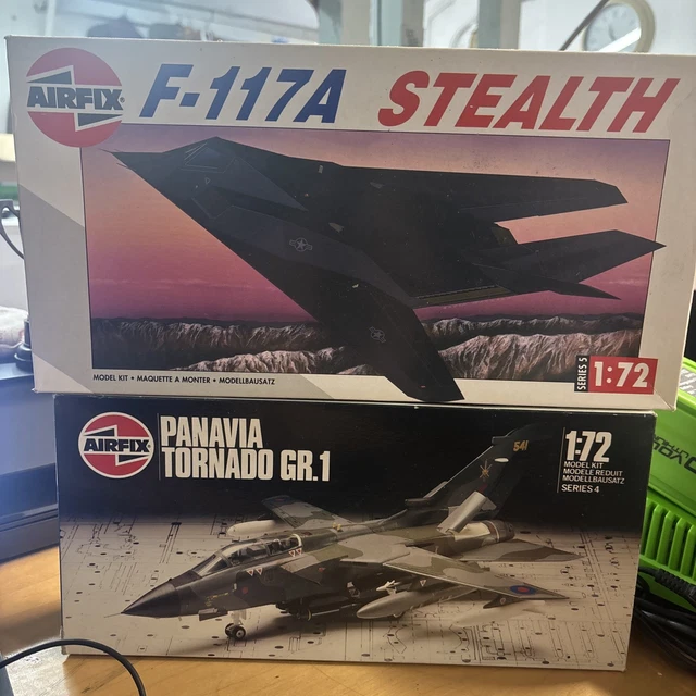 AIRFIX MODEL KITS - STEALTH F-117A & TORNADO GR1 - STARTED - BOXED £3. ...