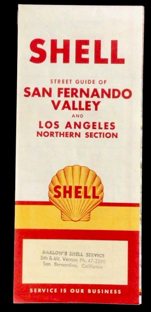 1956 SHELL OIL Co Street Guide Map Of San Fernando Valley & L A ...