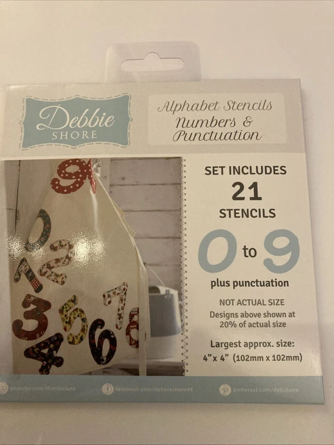 DEBBIE SHORE ALPHABET Stencils - Numbers + Punctuation - approx height ...