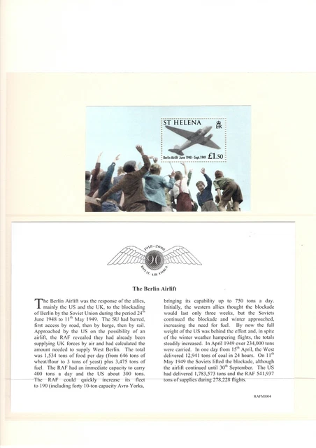 WESTMINSTER COLLECTION STAMPS, 90th Anniversary RAF The Berlin Airlift ...