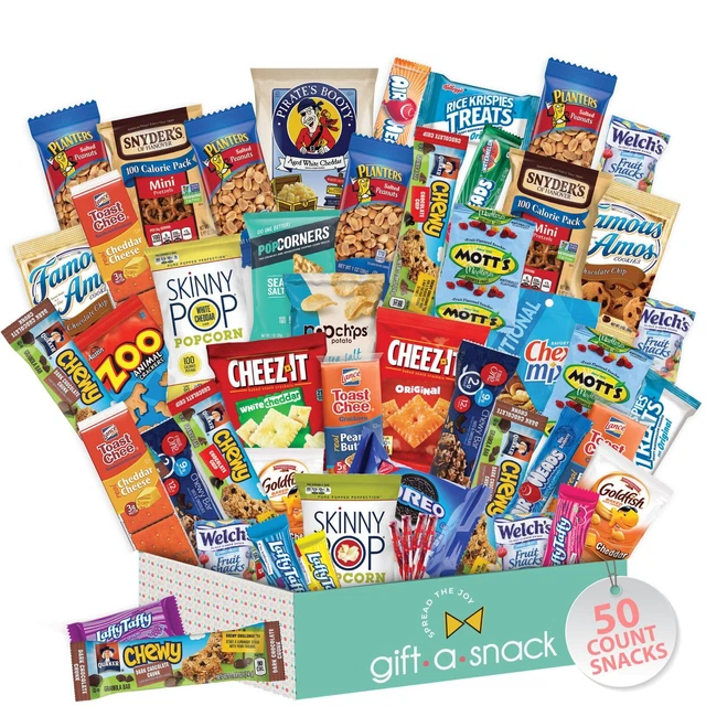 GIFT A SNACK Healthy Box Variety Pack (50 Count) College Student Care ...