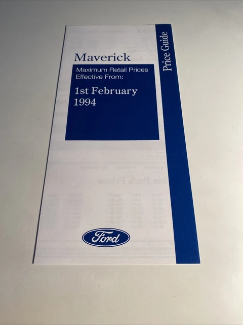 FORD MAVERICK PRICE list guide brochure 1994 GLX 3 5 Door Options FREE ...