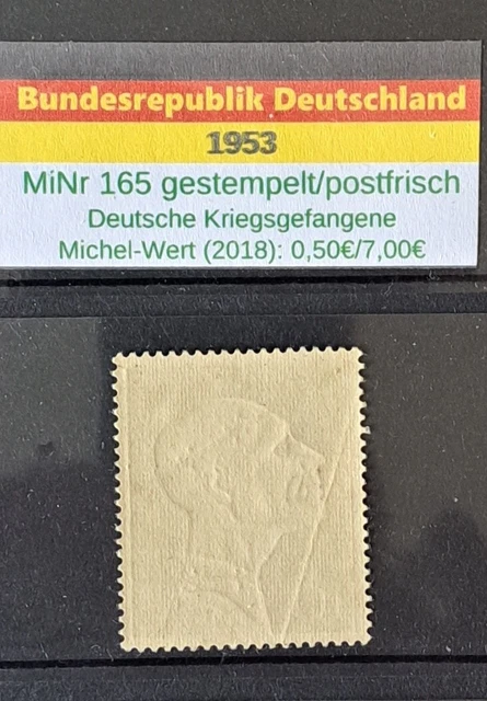 BRD 1953 MINR: 165 gestempelte postfrische Einzelmarke Deutsche ...