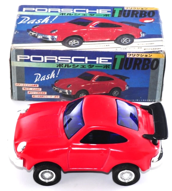 RARE VINTAGE MARUSYO Porsche 911 Turbo Tin Toy Japan Deadstock w/Box ...