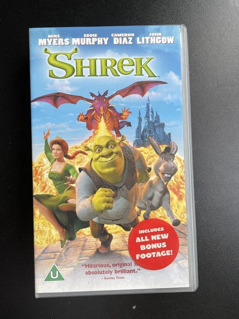 SHREK (VHS) 2001 Mike Myers, Eddie Murphy, Cameron Diaz, Computer ...