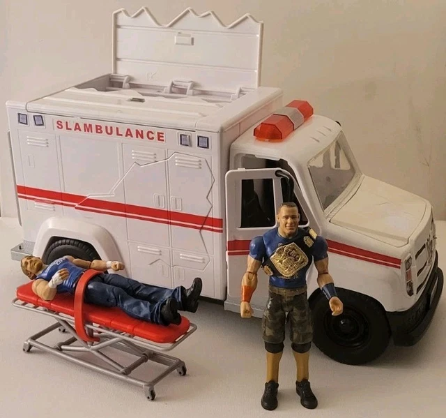 MATTEL WWE WREKKIN Slambulance, Stretcher, John Cena, Dean Ambrose ...