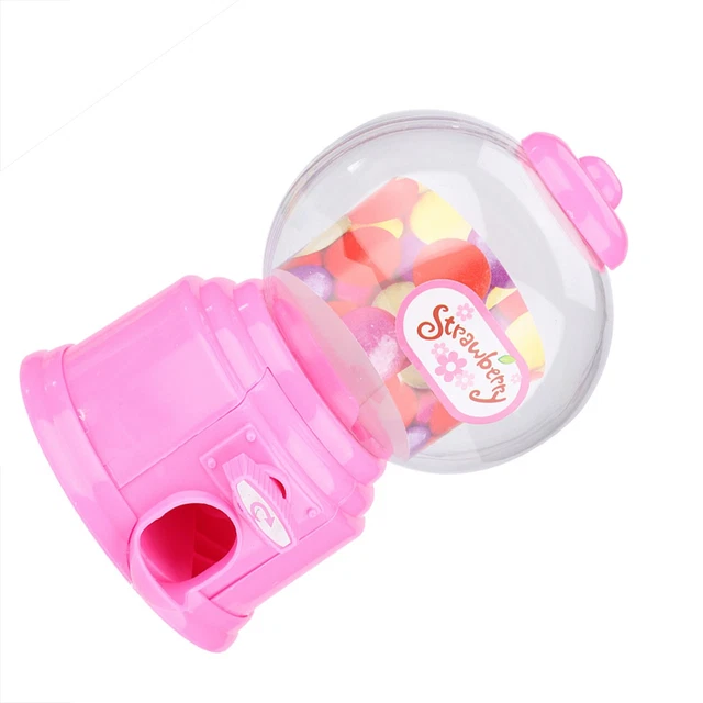 PINK PORTABLE CHILDREN Candy Machine Plastic Mini Gumballs Dispenser ...