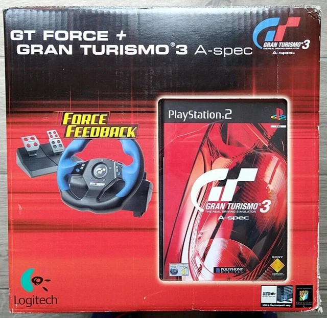 RARE LOGITECH GT Force Steering Wheel + Gran Turismo 3 A-spec PS2 ...