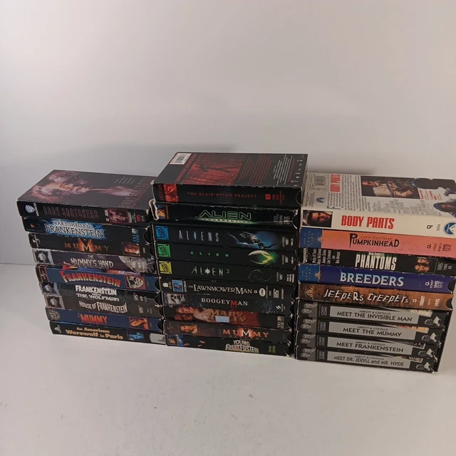 VHS LOT #4 Horror 28 Movies Alien Mummy Frankenstein Pumpkinhead Body ...