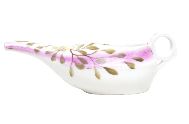 ANTIQUE INFANT FEEDER Invalid Cup Pap Boat Shallow Dish With Spout Neti ...