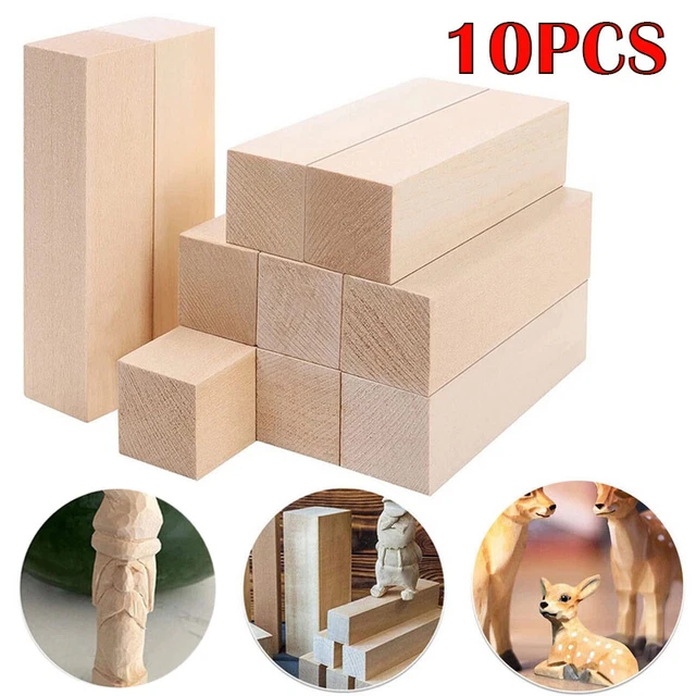 10PCS BASSWOOD CARVING Block Natural Soft Wood Carving Block Wood ...