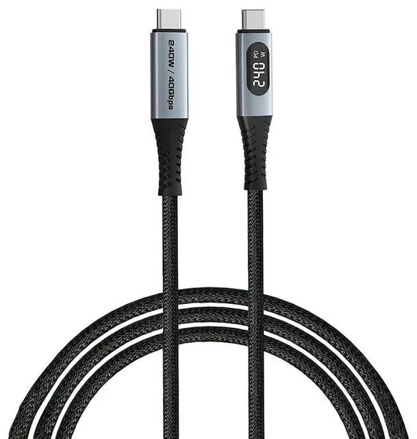 CÂBLE USB4 USB-C Sync Et Charge 240W Avec Affichage, 1,2m Noir - 31849 ...