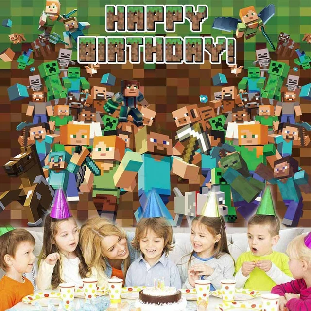MINECRAFT BIRTHDAY PARTY Birthday Decoration Backdrop Banner Background ...