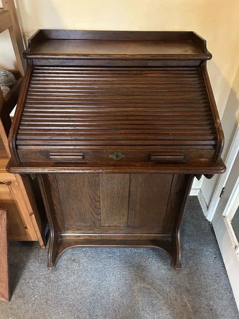 THE LEBUS DESK / Antique Oak Roll Top desk £80.98 - PicClick UK