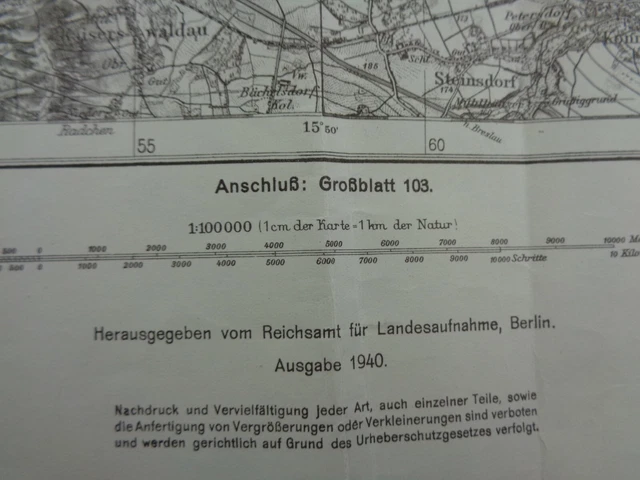 WW2 GERMAN MAP of GLOGAU, SPROTTAU & BUNZLAU with "GROUND CONDITIONS ...