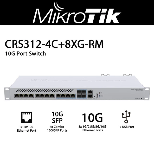 MIKROTIK CRS312-4C+8XG-RM SWITCH 10G RJ45 Ethernet ports and SFP+ $799. ...