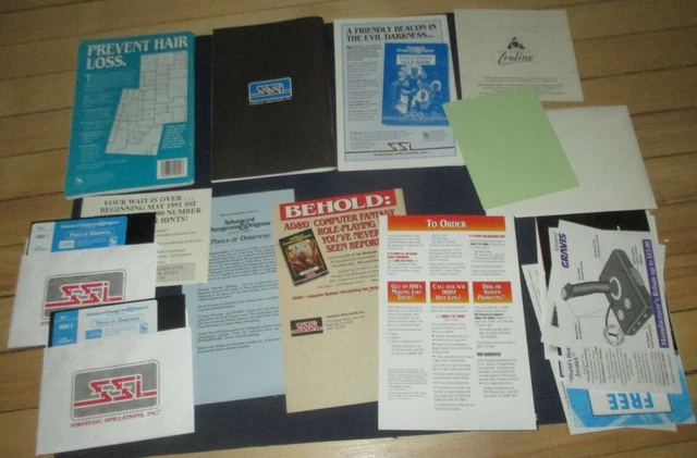 RARE! A D & D Pools of Darkness (SSI, IBM/PC 5 1/4" disks, 1991) plus ...