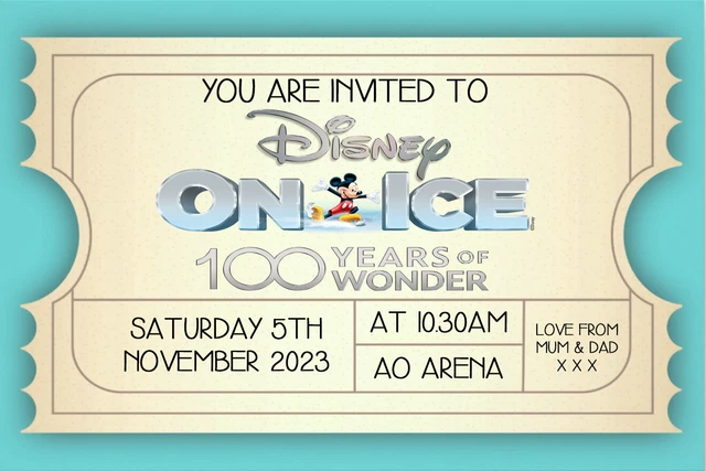 PERSONALISED DISNEY ON Ice Surprise Reveal Mock Ticket 100 Years of ...