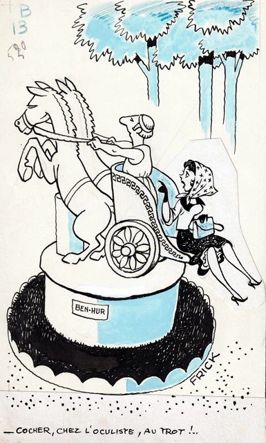 BEN HUR TAXI Horse Carriage Cartoon Cartoon Drawing Drawing L. Frick ...