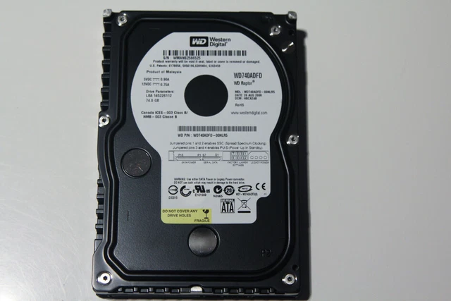 DISQUE WESTERN DIGITAL Raptor Wd 740Adfd 74 Gb 10000 Rpm EUR 14,00 ...