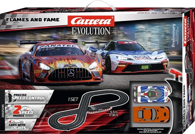 CARRERA EVOLUTION 20025245UK Flames and Fame Slot Car Racing Track 1:32 ...
