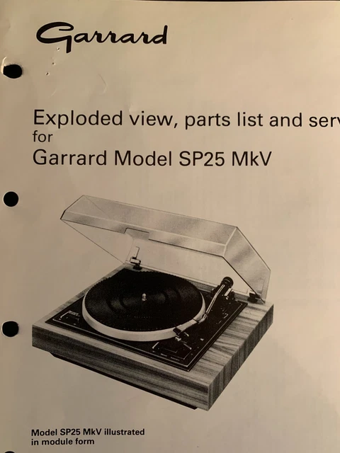 GARRARD MODEL SP25 MKV Turntable ORIGINAL Exploded View - Parts ...
