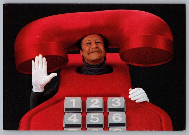 MR TELEPHONE MAN Big Red Phone Costume Network I Spokesman Postcard Ad ...