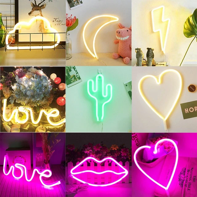 LED NEON SIGN Light Wall Battery Powered Visual Artwork Bar Shop Home ...