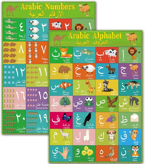 ARABIC ALPHABET NUMBER Poster for Kids Arabic Alphabet Flash Cards with ...