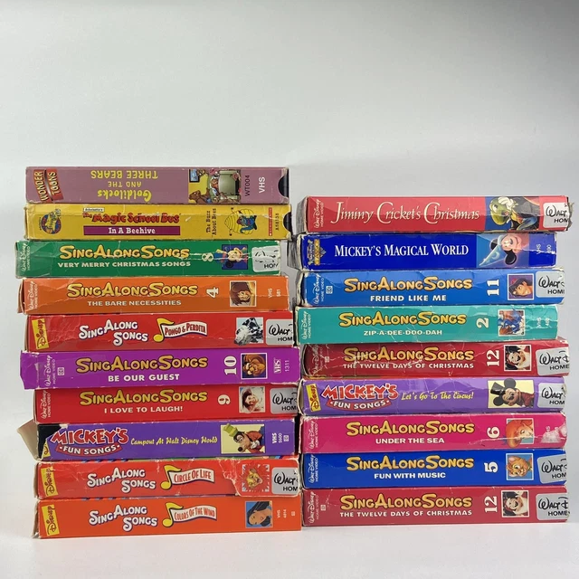 DISNEY SING ALONG Songs Magic School Bus Wonder Toons VHS Lot Of 19 ...