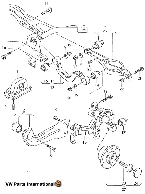 VW GOLF MK5 Rear Suspension Lower Control Arm Mount Bolt Genuine OEM VW ...