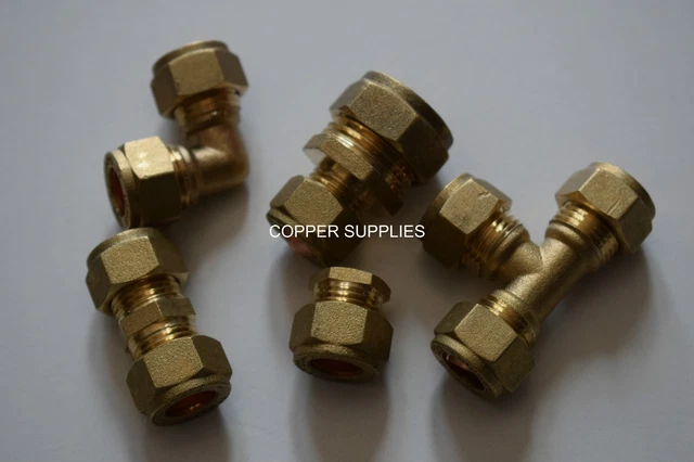 COMPRESSION PIPE FITTINGS Brass Connectors Plumbing 4mm/6mm/8mm-10mm ...