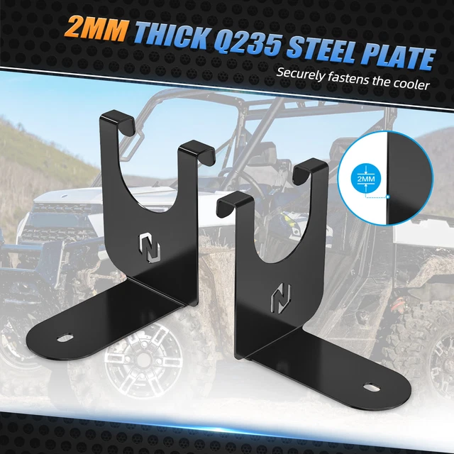 COOLER BOX STEEL Cooler Hold Down Brackets Mounts For Polaris RZR XP ...