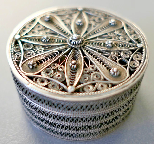 BOITE EN ARGENT Massif Filigrane Bijou. EUR 120,00 - PicClick FR