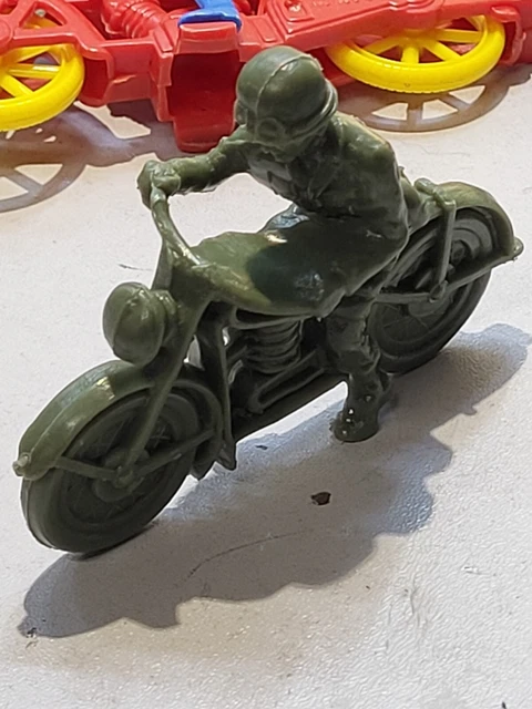 OLD VINTAGE TIM Mee Plastic Army Motorcycle With Rider Marx Processed ...