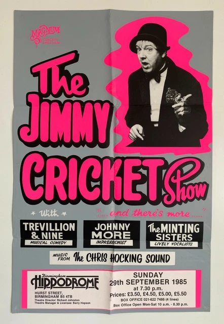 THE JIMMY CRICKET Show Birmingham Hippodrome Large Poster 1985 - GC £35 ...