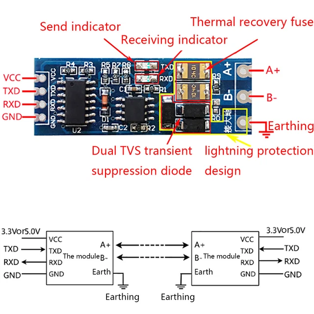 STABLE UART SERIAL port to RS485 converter function module RS485 to TTL ...