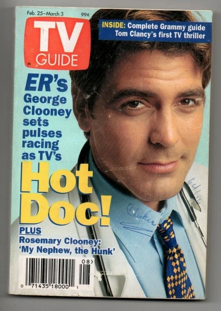 TV GUIDE MAGAZINE February 25 1995 George Clooney Tom Clancy Sidney ...