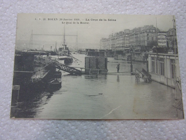 CPA - INONDATIONS ROUEN 1910 - Le quai de la Bourse EUR 1,00 - PicClick FR