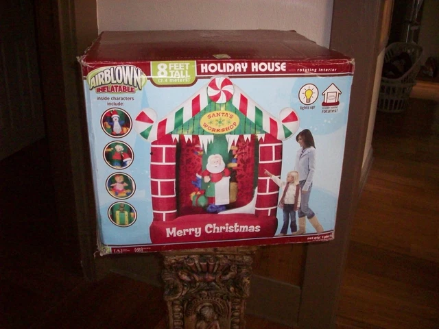 GEMMY 8' RARE AirBlown Animated Rotating Santa's Workshop Inflatable £ ...